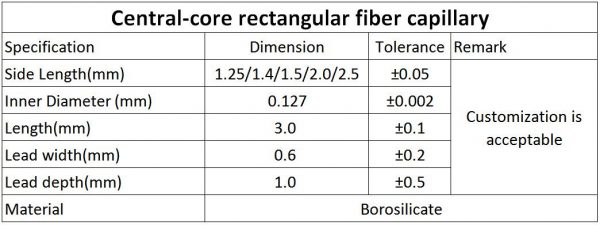 Central-core rectangular fiber glass capillary - 3V-TECH